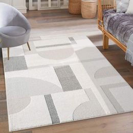 Teppich Carpet City "LOUNGE 9992" Teppiche Gr. B: 140cm, 15mm, L: 200cm, grau Kurzflor-Teppich Modern, Hoch-Tief-Struktur, Wohnzimmer, Schlafzimmer