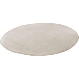 Wollteppich Theko "Hadj Uni" Teppiche Gr. Ø 200 cm 1 St., 25 mm, beige (natur weiß) echter Berber Teppich, reine Wolle, handgeknüpft