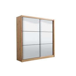 Schwebetürenschrank Inosign "Navara Kleiderschrank mit Spiegel Wäscheschrank" Schränke Gr. B/H/T: 213,5 cm x 61 cm x 215,5 cm, 213,5 mit 2 Spiegel, 2 St., Komplettausführung, braun (artisan eiche) mit kompletter Spiegelfront, FSC-zertifiziert, 213,5x215,5x61cm