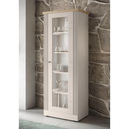 Vitrine Home Affaire "Country Höhe 192 cm, Hochschrank mit 1 Tür, Anrichte, Standvitrine", beige (eiche meringa nb, eiche cadiz nb), B:72cm H:192cm T:44cm, Schränke, im Landhausstil, viel Strauraum, mit Metallgriff, MDF Rahmen