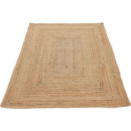 Teppich CarpetFine "Nele Juteteppich Naturfaser" Teppiche Gr. B: 240cm, 6mm, L: 340cm, beige (natur) geflochtener Wendeteppich aus 100% Jute, quadratisch und als Läufer