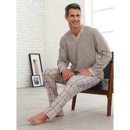 Götting Schlafanzug GÖTTING Gr. 60, grau (taupe, kariert) Herren Homewear-Sets