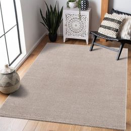 Teppich Carpet City "Friseé-Teppich FANCY900" Teppiche Gr. B: 140 cm 1 St., 12 mm, L: 200 cm, beige Kurzflor, Einfarbig, 3D-Optik, Streifen Look