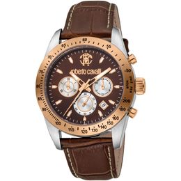 Chronograph Roberto Cavalli "Uomo Chrono", braun (dunkelbraun, braun), Armbanduhren, Herren, Quarzuhr, Armbanduhr, Herrenuhr, Lederarmband, analog, Tag