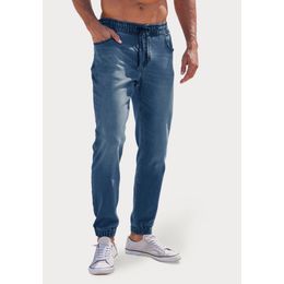 Jogg Pants John Devin Gr. S (44/46), N-Gr, blau (blau, denim), Herren, Jeans, Obermaterial: 65% Baumwolle, 33% Polyester, 2% Elasthan, unifarben, Jeans, Joggpants mit elastischem Bund aus weicher Stretch-Qualität