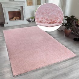 Hochflor-Teppich Home Affaire "Shaggy 30" Teppiche Gr. B: 240 cm 1 St., 30 mm, L: 320 cm, rosa Teppich, Uni Farben, besonders weich und kuschelig