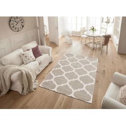 Teppich Home Affaire "Fenris" Teppiche Gr. B: 120 cm 1 St., 12 mm, L: 180 cm, beige (creme) Konturenschnitt, 3D-Design, flacher Teppich, Kurzflor, weich, elegant