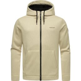 Kapuzenstrickjacke Ragwear "Fabian" Gr. L (52), beige (ecru) Herren Strickjacken Basic Rippstrick-Jacke mit Kapuze