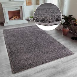 Hochflor-Teppich Home Affaire "Shaggy 30" Teppiche Gr. B: 240 cm 1 St., 30 mm, L: 320 cm, grau (stone) Teppich, Uni Farben, besonders weich und kuschelig