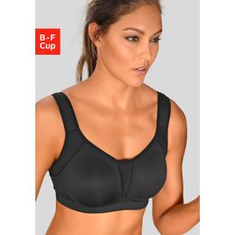 active by Lascana Sport-BH LASCANA ACTIVE Gr. 70, Cup D, schwarz, Damen, Microtouch, Obermaterial: 90% Polyester (COOLMAX), 10% Elasthan (LYCRA), BHs, ohne Bügel für Sportarten mit starker Belastbarkeit