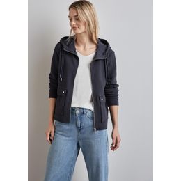 Kapuzensweatjacke Street One Gr. 36, blau (night sky) Damen Sweatjacken in Struktur-Optik