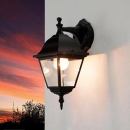 Licht-Erlebnisse Wandlampe Schwarz Aluminium Glas IP44 Landhaus Rustikal