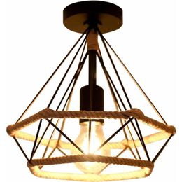 Goeco - Deckenleuchte Vintage E27 Basis Cage Deckenlampe Für Küche Esszimmer Schlafzimmer Flur Flur Eingang Balkon Schwarz (Glühbirne nicht enthalten)