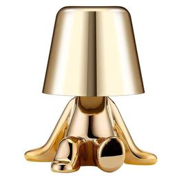 Tischlampe mit Touch Steuerung, Thinker Statue Gold Man Dekorative Schreibtischlampe, Dimmbare Nachttischlampe für Schlafzimmer Wohnzimmer Büro