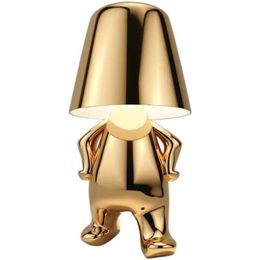 Tischlampe mit Touch Steuerung, Thinker Statue Gold Man Dekorative led Schreibtischlampe, Charging 3 Helligkeitsstufen Dimmbare Nachttischlampe für