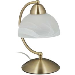 Relaxdays - Tischlampe Touch, Retro Design, E14-Fassung, dimmbare Nachttischlampe, Glas & Eisen, hbt 25 x 15 x 19 cm, gold