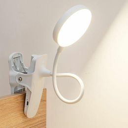 Ulisem - Schreibtisch-Klemmlampe, led 3 Farben, stufenlos dimmbar, Klemmlampe für Bett, flexible 360°-Leselampe, Buch-Leselampe, mit Ständer