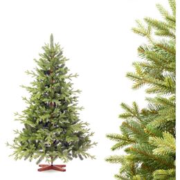 Weihnachtsbaum künstlich 150cm bayerische Tanne Premium Made in eu Christbaum Holzständer Tannenbaum künstlich mit Naturgetreue Spritzguss Elemente