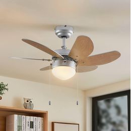 LINDBY Deckenventilator mit Licht Minja, silber, leise, 78cm