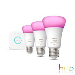 Philips Hue White & Color Ambiance 3er Starter Set mit Bridge, LED E27, 11 Watt, 8719514291515,