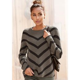 Lascana Strickpullover mehrfarbig Gr. 32/34 für Damen. Mit Rundhals. Figurumspielend