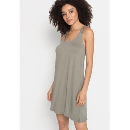 s.Oliver Strandkleid beige Gr. 36 für Damen. Rundhals und Allover-Druck. Figurumspielend. Nachhaltig.