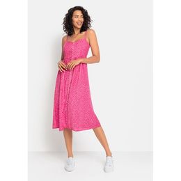 Lascana Sommerkleid mehrfarbig Gr. 36 für Damen. V-Ausschnitt und Kunststoffknöpfe. Figurumspielend