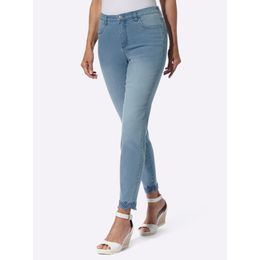 WITT Damen Jeans mit besticktem Wellensaum, blue-bleached, Gr&ouml;&szlig;e 42