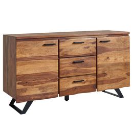 WOHNLING Sideboard 145x82x45 cm Holz Massiv Kommode Anrichte Modern Schubladen