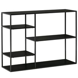 HOMCOM Standregal Bücherregal Lagerregal Aktenregal mit 5 offenen Fächern Küchenregal Metall Schwarz 120 x