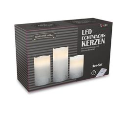 X4-Life LED Echtwachskerzen mit Wellenrand und Silberverlauf 3er Set inkl. Fernbedienung