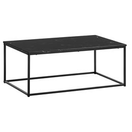 WOHNLING Couchtisch Marmor Optik Schwarz 100x60 cm Wohnzimmertisch Tisch Metall