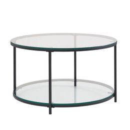 WOHNLING Couchtisch Glas Wohnzimmertisch Ø 80 cm Sofatisch Rund Tisch Stauraum