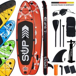 TroniTechnik 24MOVE® Standup Paddle Board SUP, inkl. Zubehör, Paddel und Hochdruckpumpe, ROT, 305x76x15cm