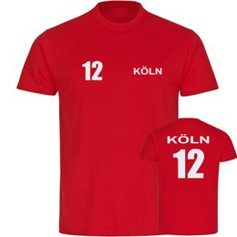 multifanshop Kinder T-Shirt - Köln - Trikot Nummer 12 - Druck weiß - Kind