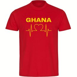 multifanshop Kinder T-Shirt - Ghana - Herzschlag - Druck gelb - Kind