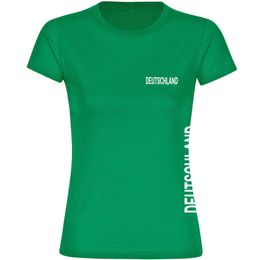 multifanshop Damen T-Shirt - Deutschland - Brust & Seite - Druck weiß - Frauen