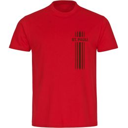 multifanshop Kinder T-Shirt - St. Pauli - Streifen - Druck braun - Kind