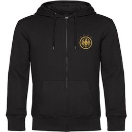 multifanshop Kapuzen Sweatshirt Jacke - Deutschland - Adler Retro Gold - Druck gold metallic - Sweat