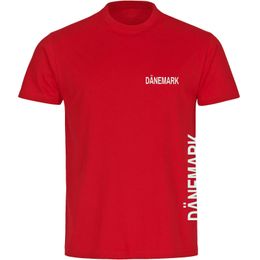 multifanshop® Herren T-Shirt - Dänemark - Brust & Seite - Druck weiß