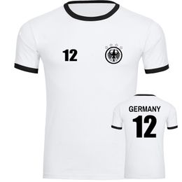 multifanshop® Kontrast T-Shirt - Germany - Adler Retro Trikot 12 - Druck schwarz