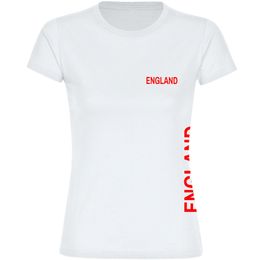 multifanshop Damen T-Shirt - England - Brust & Seite - Druck rot - Frauen