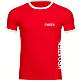 multifanshop® Kontrast T-Shirt - Kroatien - Brust & Seite - Druck weiß