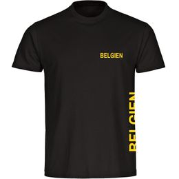 multifanshop® Kinder T-Shirt - Belgien - Brust & Seite - Druck gelb