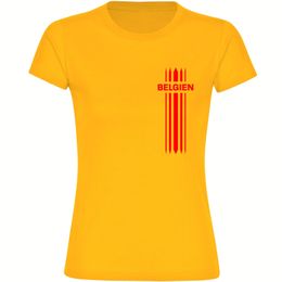 multifanshop Damen T-Shirt - Belgien - Streifen - Druck rot - Frauen