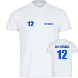 multifanshop Kinder T-Shirt - Duisburg - Trikot Nummer 12 - Druck blau - Kind