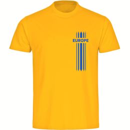 multifanshop Herren T-Shirt - Europe - Streifen - Druck blau - Männer