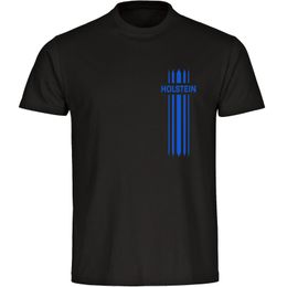 multifanshop Herren T-Shirt - Holstein - Streifen - Druck blau - Männer