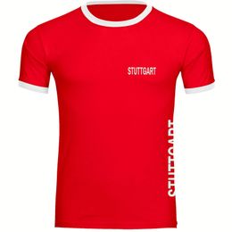 multifanshop® Kontrast T-Shirt - Stuttgart - Brust & Seite - Druck weiß