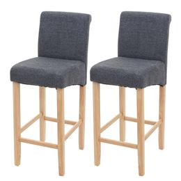 2er-Set Barhocker MCW-C33, Barstuhl Tresenhocker ~ dunkelgrau, helle Beine, Stoff/Textil